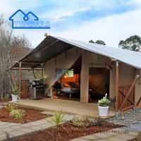 China Beige Safari Glamping Canvas Lodge Tent 4x6m with Bathroom Module for sale