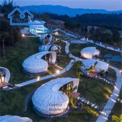 China Snail-Shaped Geodesic Luxury Tent 5x6m to 8x9m with 120 km/h Wind Resistance and PVDF Membrane Roof for sale