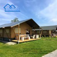 China Luxury Wood Structure Glamping Safari Tent 5.5mx9m Family Double Layer Tent for sale