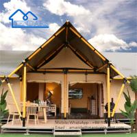 China Beige Safari Glamping Canvas Lodge Tent 4x6m with Bathroom Module for sale