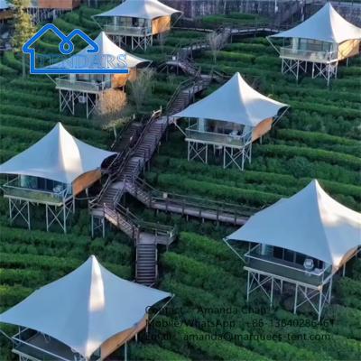 China Custom Tensile Membrane Structure Polygon Hotel Tent 6M-10M Diameter with 100km/h Wind Resistance for Glamping for sale