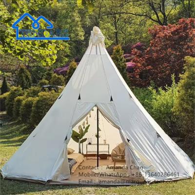 China Waterproof Canvas Teepee Yurt Tent 3M-6M Sizes with PU 5000mm Waterproof Rating for Family Camping and Outdoor Use for sale