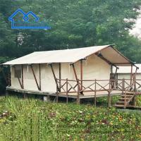 China Prefabricated Wooden Frame Glamping Safari Tent 5x7m Fire Retardant Waterproof Hotel Tent for sale