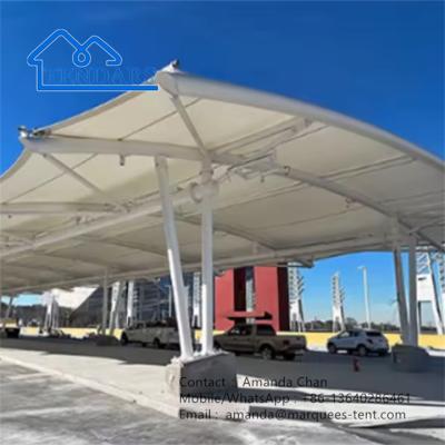 China Sail Shade Car Awning Tent with 100 km/h Wind Resistance and 0.85mm PVDF Membrane Structure for sale