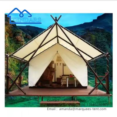 China Custom Safari Tent 5000mm Waterproof Luxury Resort Canvas Tent with Aluminum Alloy Frame for sale