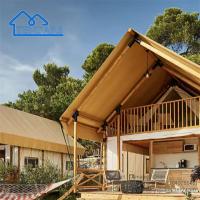 China Luxury Canvas Safari Tent 5.5x9m with Bathroom for Resort Hotel Glamping for sale