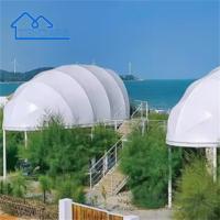 China Luxury Beach Waterproof Glamping Tent PVDF Permanent Hotel Tent 6m 8m for sale