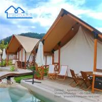 China Resort Beach Camping Safari Tent House 5x7m Fire Retardant Waterproof Glamping Accommodation for sale