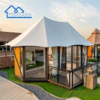 China Waterproof Resort Steel Frame Tent 5m x 8m Family Safari Lodge with Bathroom for sale