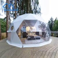 China Luxury Clear Glass Geodesic Dome Tent with Bathroom for Camping 100km/h Wind Load for sale