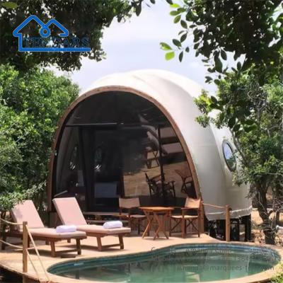 China Luxury Glamping Tent with Bathroom 5.6m x 9m Steel Aluminum Structure Resort Villa for sale