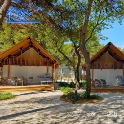 China Outdoor Canvas Mobile Safari Living Resort Glamping Tent 45sqm Luxury Hotel for sale