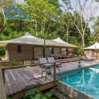 China Supplier Manufacturing Comfortable Camping Glamping Hotel Tent 5.6m x 11.3m Outdoor for sale