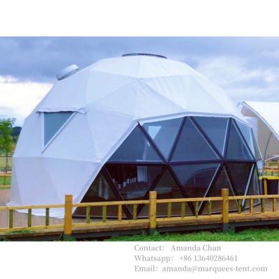 China Waterproof Fireproof Geodesic Dome Tent Glamping Hotel Resort 6m-100m Diameter Customizable for sale