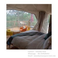 China Outdoor Waterproof Fireproof UV Resistance Glamping Dome Tent 4m-8m Diameter with Bathroom for Hotel Resort for sale
