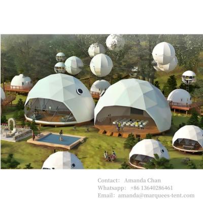 China Customized Luxury Dome House Glamping Tent with Bathroom Steel Frame 120km/h Wind Resistance for sale