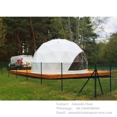 China Custom Logo Hotel Dome House Glamping Geodesic Dome Tent 850gsm PVC Roof Cover for sale