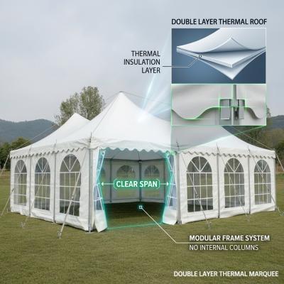 China Anniversary Celebration Party Marquee Tents Clear-Span Wooden Flooring Cassette Canopy Structure for sale