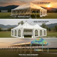 China Heavy-Duty Wide Party Marquee Tents Extruded Aluminum Alloy Frame Ground Bar Kit Outdoor Shelter Structure for sale