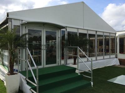 China VIP Cocktail Party Marquee Tents A-Frame Tempered Glass Wall Reception Canopy Structure for sale
