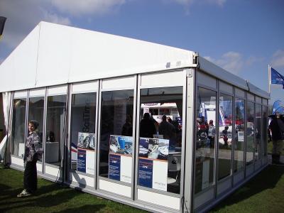 China Exhibition Trade Party Marquee Tents A-Frame Tempered Glass Wall Show Canopy Structure for sale
