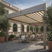 China European Restaurant Terrace Pergola Party Marquee Tent Retractable Roof Al Fresco Dining Weather Protection Canopy Structure for sale