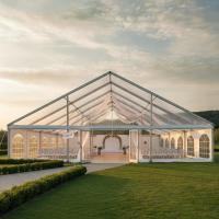 China Commercial Clear Span Aluminum Frame Party Tent NFPA 701 Fire Retardant PVC American Wedding Event Venue for sale