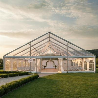 China Commercial Clear Span Aluminum Frame Party Tent NFPA 701 Fire Retardant PVC American Wedding Event Venue for sale