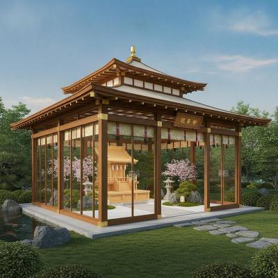China Luxury Japanese Wedding Ceremony Party Marquee Tent Glass Wall TUV JIS Certified Premium Shrine Garden Event Pavilion for sale