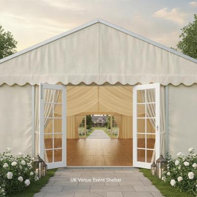 China Premium Wedding Party Marquee Tent Aluminium Frame Ivory Liner French Door Panels UK Venue Event Shelter for sale