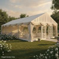 China Elegant Garden Party Marquee Tent Aluminium Frame Ivory Canopy Panoramic Windows French Outdoor Reception for sale