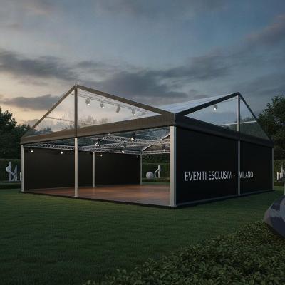 China Premium Corporate Event Marquee Tent Aluminium Frame Clear Span Blackout Panels Italian Fashion Show Business Reception for sale