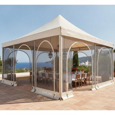 China Ventilated Aluminum Party Marquee Tent Mesh Sidewalls for Spanish Mediterranean Outdoor Events Dining for sale