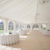 China Luxury White Aluminum Wedding Party Marquee Tent Interior Drapes Cathedral Windows for Belgian Wedding Celebrations for sale