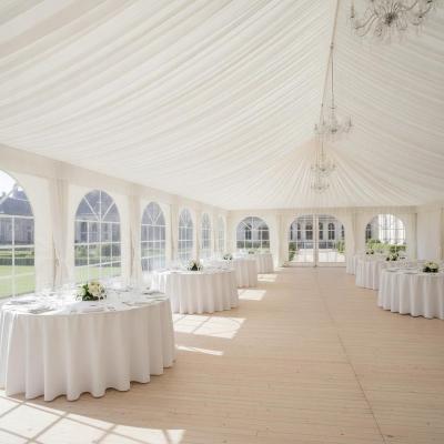 China Luxury White Aluminum Wedding Party Marquee Tent Interior Drapes Cathedral Windows for Belgian Wedding Celebrations for sale