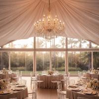 China Vietnam Premium Luxury Wedding Party Marquee Tent Clear Window Walls Interior Lining Chandelier Ready for sale