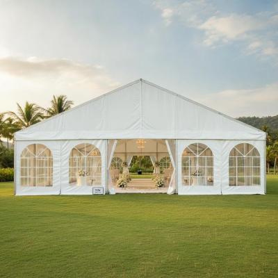 China Luxury Wedding Marquee Tent Indonesia Elegant White PVC Event Pavilion Aluminum Frame TUV Certified for Outdoor Ceremony for sale