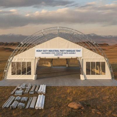 China Heavy Duty Industrial Party Marquee Tent Galvanized Steel Structure Rapid Assembly Kazakhstan for sale