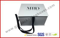 China Simple White And Black Apparel Gift Boxes With Ribbon / Duplex Board Gift Box for sale