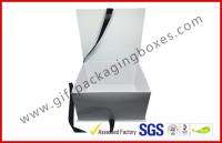 China Simple White And Black Apparel Gift Boxes With Ribbon / Duplex Board Gift Box for sale