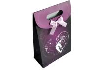 China Varnishing Fashion Paper Packaging Bags, Pretty Custom Paper Gift Bags With Ribbon for sale