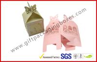 China 250G Coated Paper Gift Packaging Boxes , Fashion Pink Paper Rigid Gift Boxes With Ribbon for sale