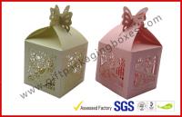 China 250G Coated Paper Gift Packaging Boxes , Fashion Pink Paper Rigid Gift Boxes With Ribbon for sale