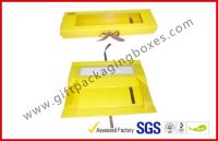 China Foldable Yellow Customized Gift Packaging Boxes With Big Window , Magnetic Flat Packing Gift Box for sale