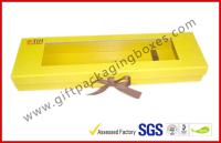 China Foldable Yellow Customized Gift Packaging Boxes With Big Window , Magnetic Flat Packing Gift Box for sale