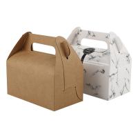 China wholesale cup cake recycled brown kraft paper food boxes with handle top quality bakery packaging box customize cake box for sale