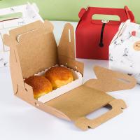 China wholesale cup cake recycled brown kraft paper food boxes with handle top quality bakery packaging box customize cake box for sale