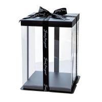 China High quality clear acrylic square plastic cake box packaging with ribbon for sale