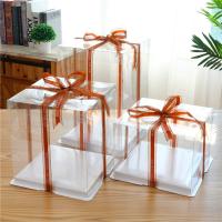 China High quality clear acrylic square plastic cake box packaging with ribbon for sale
