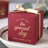 China Slotted Custom Cardboard Boxes Wedding / Party Chocolate Packaging Boxes With Ribbon for sale